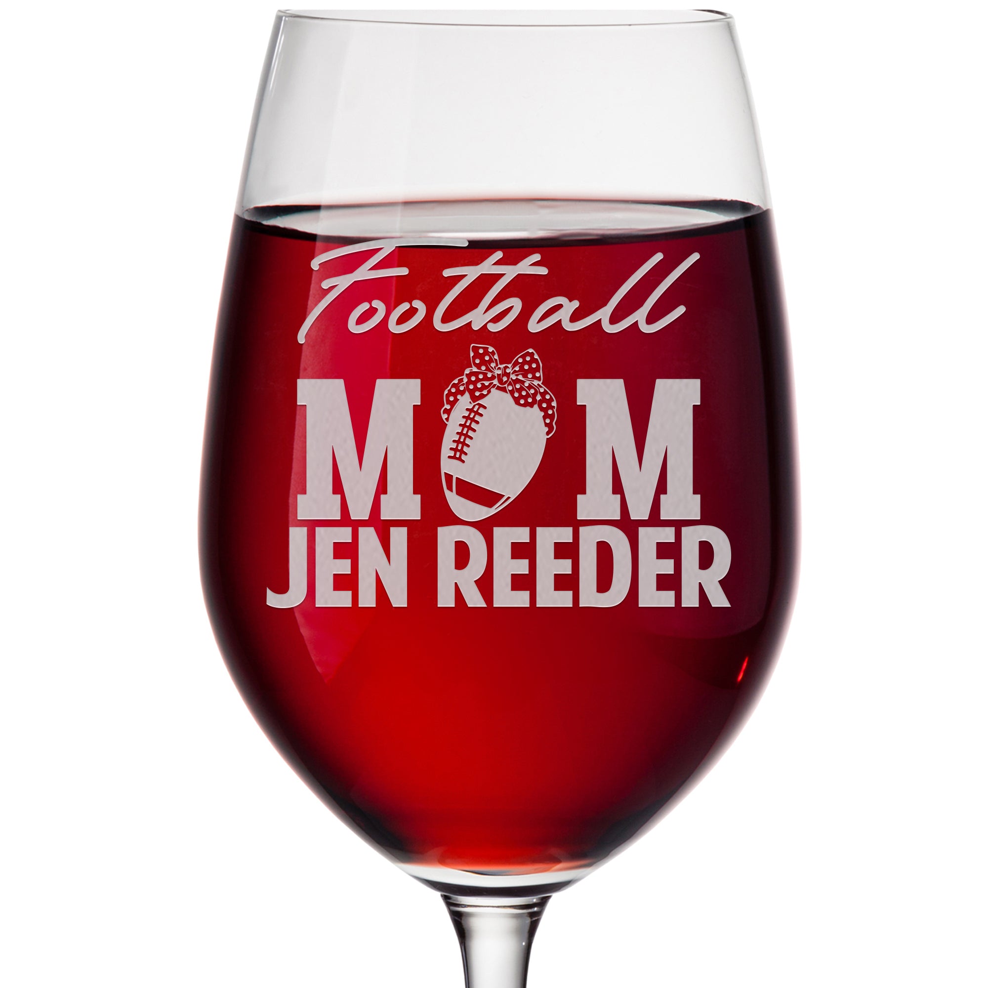 Personalized Wine Glass - "Football Mom" - Sport Mom Gift Ideas
