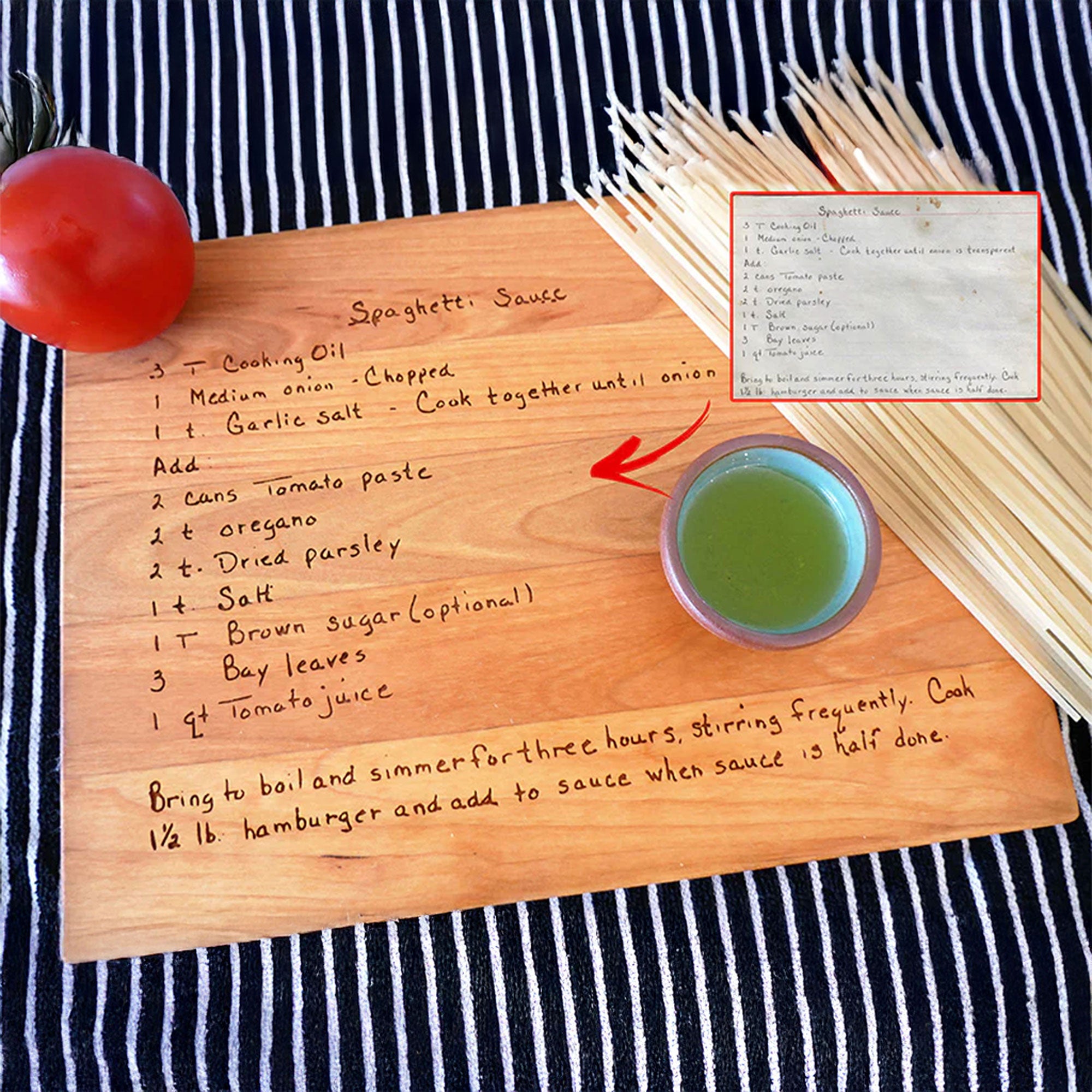 Handwritten Recipe Cutting Board Engraved - Recipe Cutting Board
