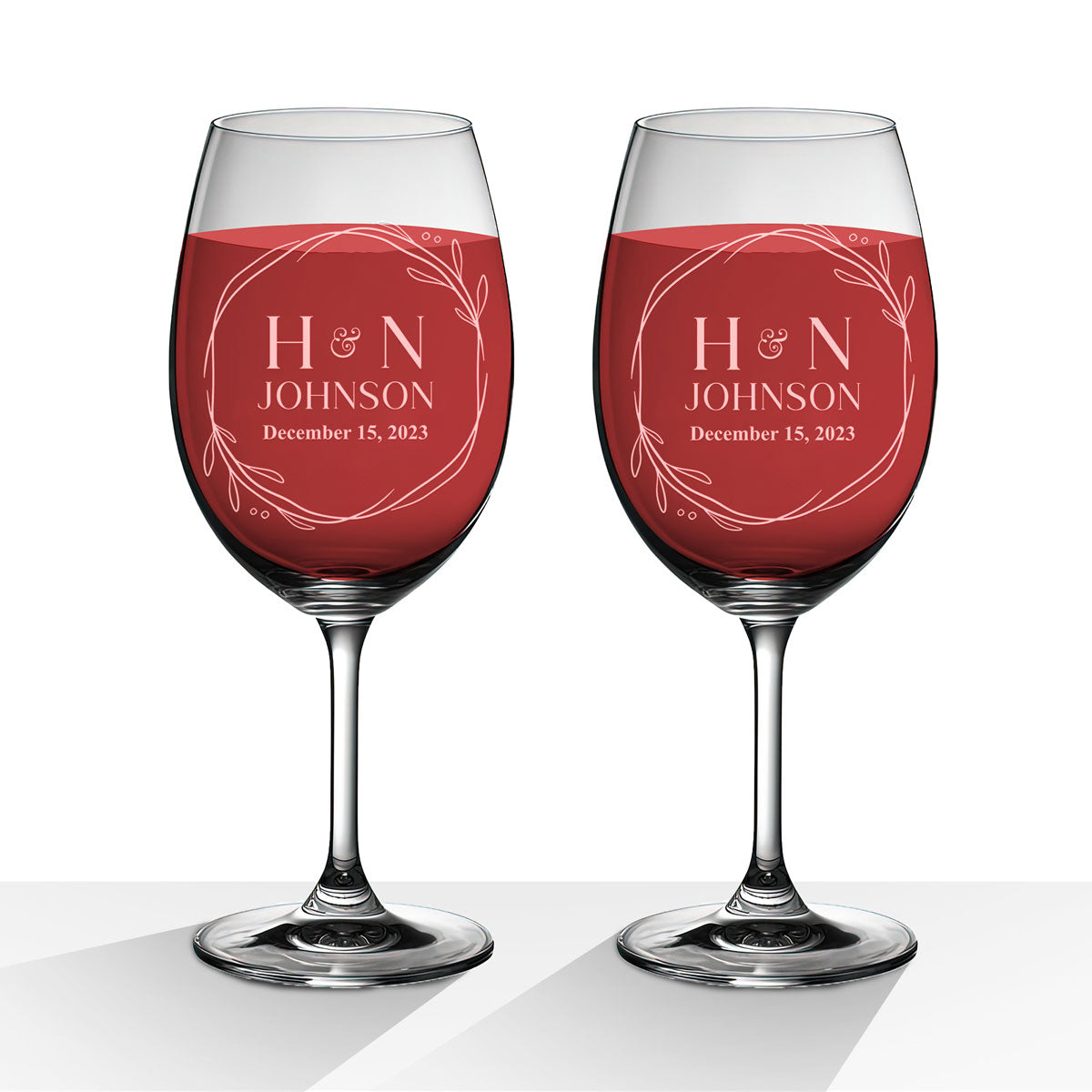 Personalized Wine Glass Couple's Gift - "Initial Anniversary"