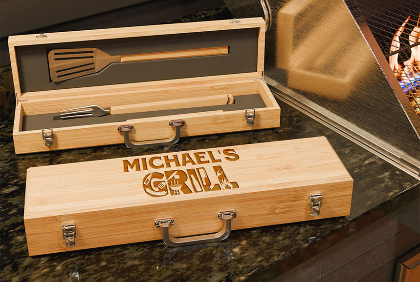 The Sizzle - Personalized BBQ Tool Set - BBQ Grilling Gifts for Men ...
