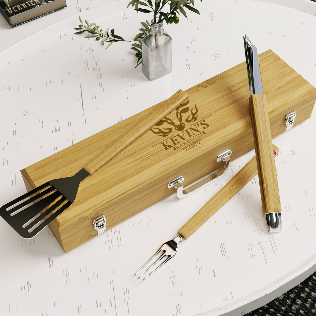 The Sizzle - Personalized BBQ Tool Set - BBQ Grilling Gifts for Men