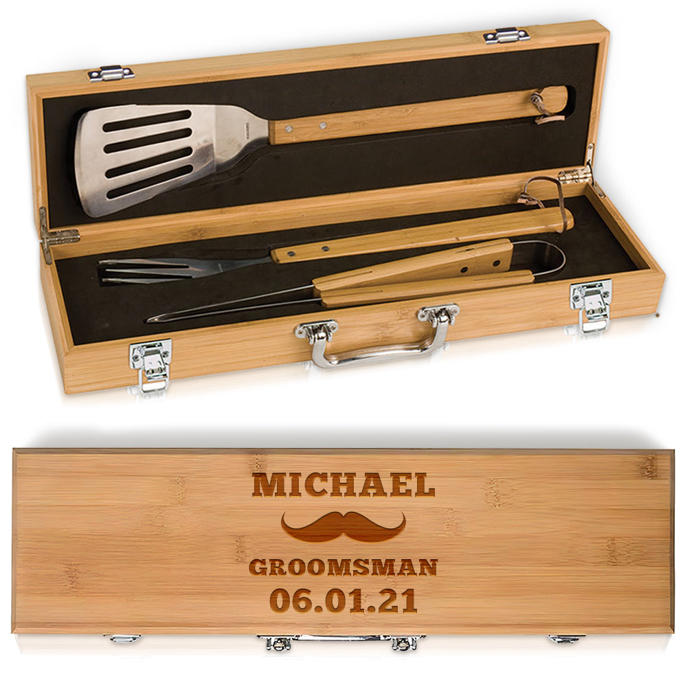 The Sizzle BBQ Box Set - "Moustache" - Groomsmen Grilling Gift Idea