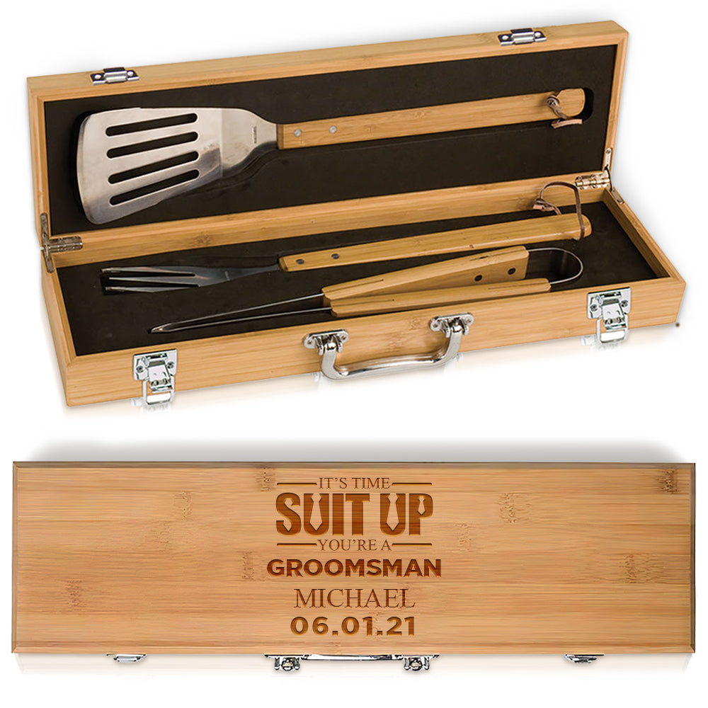 The Sizzle BBQ Box Set - "Suit Up Groomsman" - Groomsmen BBQ Gift Idea
