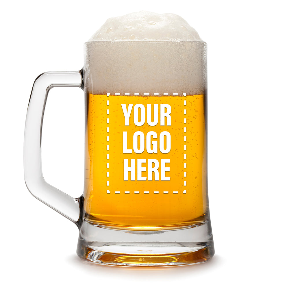 Custom Logo Engraved Beer Mug - Promotional Logo Branded Beer Mugs